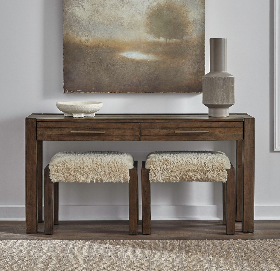 Broad 3 Pc Console & Ottoman Set | Blu Ivy